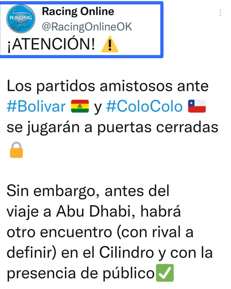 Sebastian Acosta ²² 🇧🇩 On Twitter Reiteramos Racingonlineok