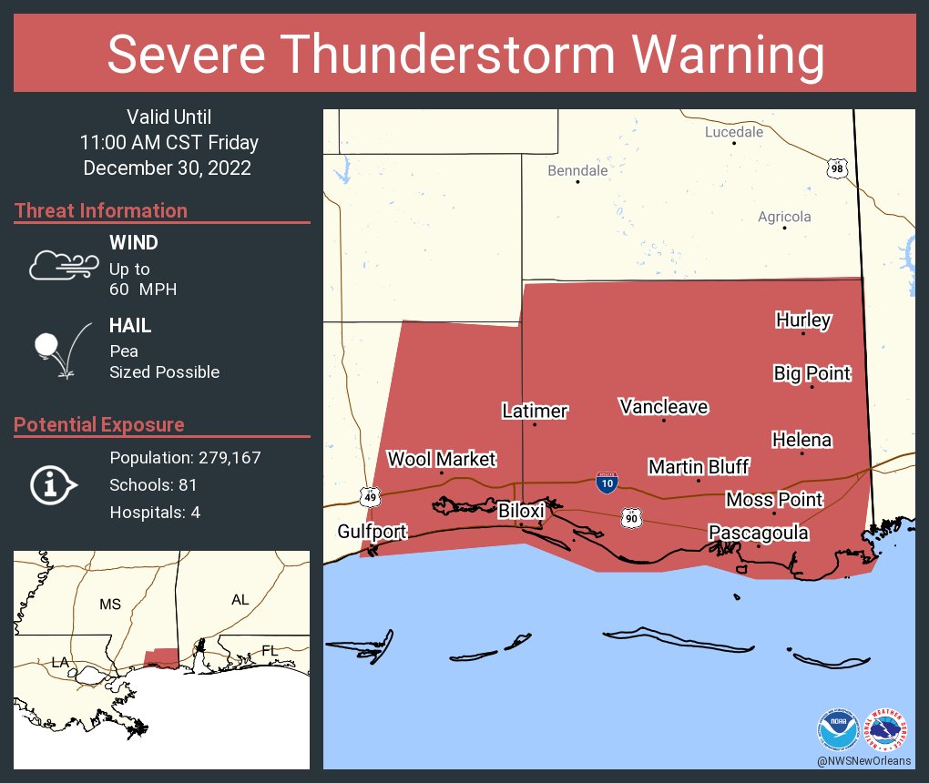 NWS Severe Tstorm on Twitter: "Severe Thunderstorm Warning including Gulfport MS, Biloxi MS and ...