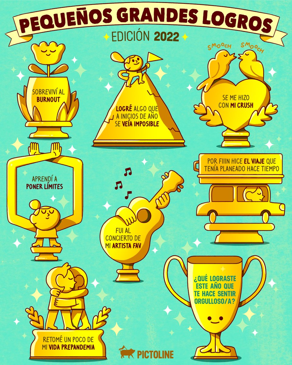 pictoline on Twitter: " ️ 💖 💪 Pequeños grandes logros de 2022 🏔️ 🎤 ¿Cuáles conseguiste? ¿De ...