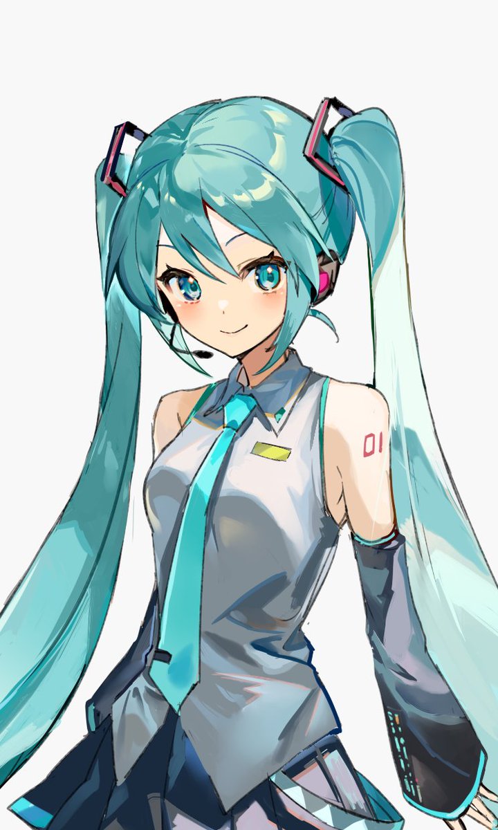 hatsune miku 1girl red scarf solo scarf twintails layered sleeves ...