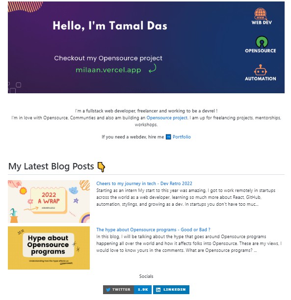 Tamal Das 🥑 on Twitter: "Made my Github readme minimal, alot of informations spoils the flow . I ...