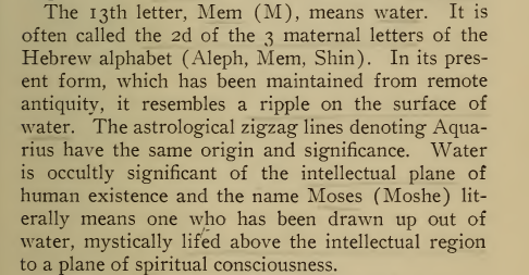 13th Letter, Mem — Means Water. Water is occultly significant of the ...