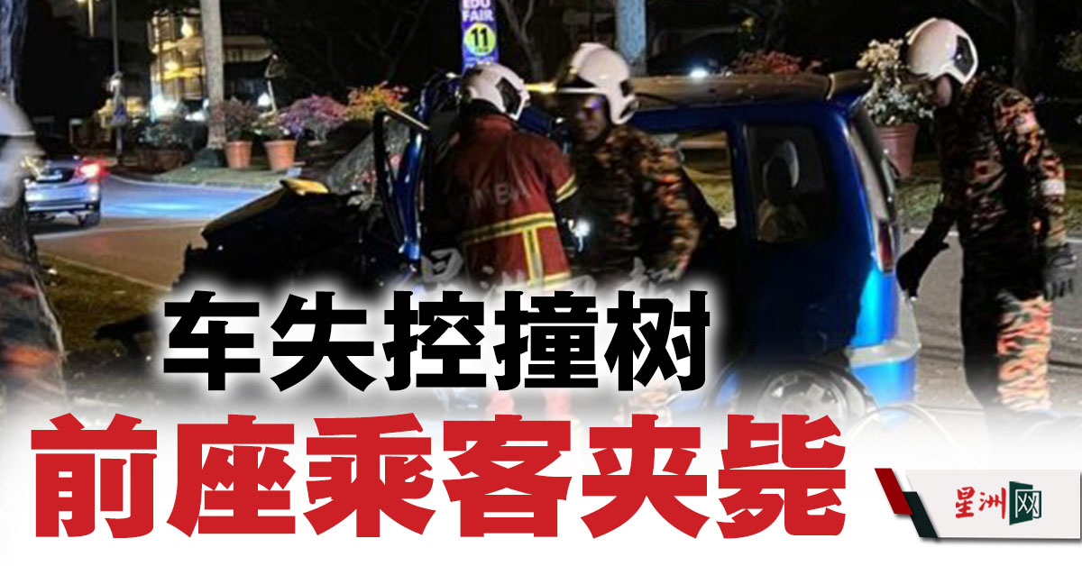 Sin Chew Daily 星洲日報 On Twitter 轿车失控猛撞路旁一棵树,导致前座20岁华裔男乘客夹困车内,被救出时已没有生命