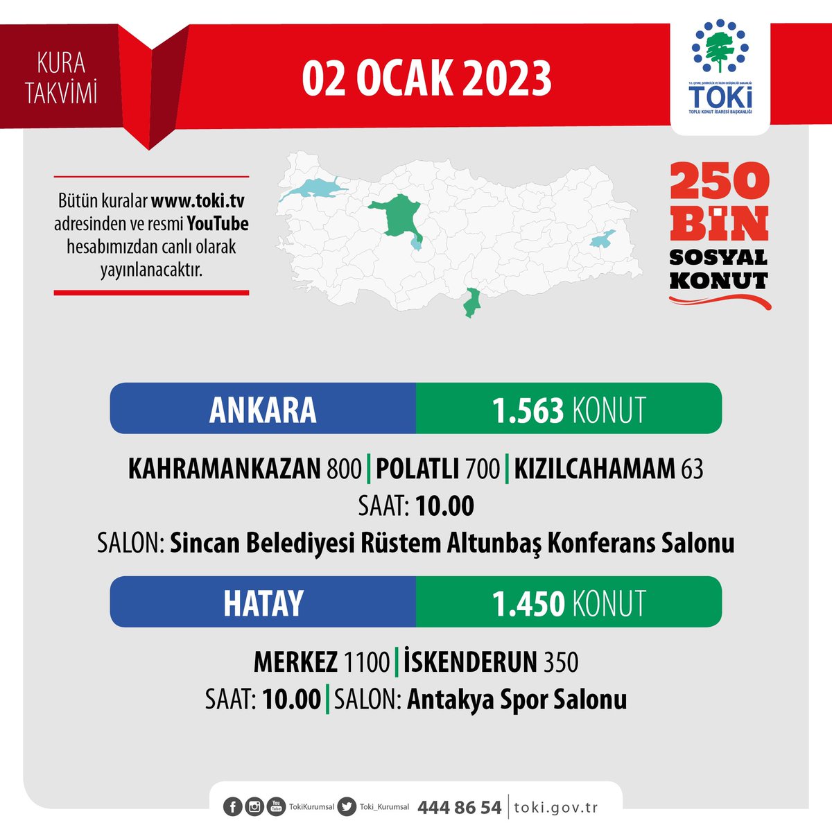 TOKİ on Twitter: "📍 Yarın kuralar Ankara ve Hatay illerimizde... ️ Bütün kuralar http://toki.tv ...