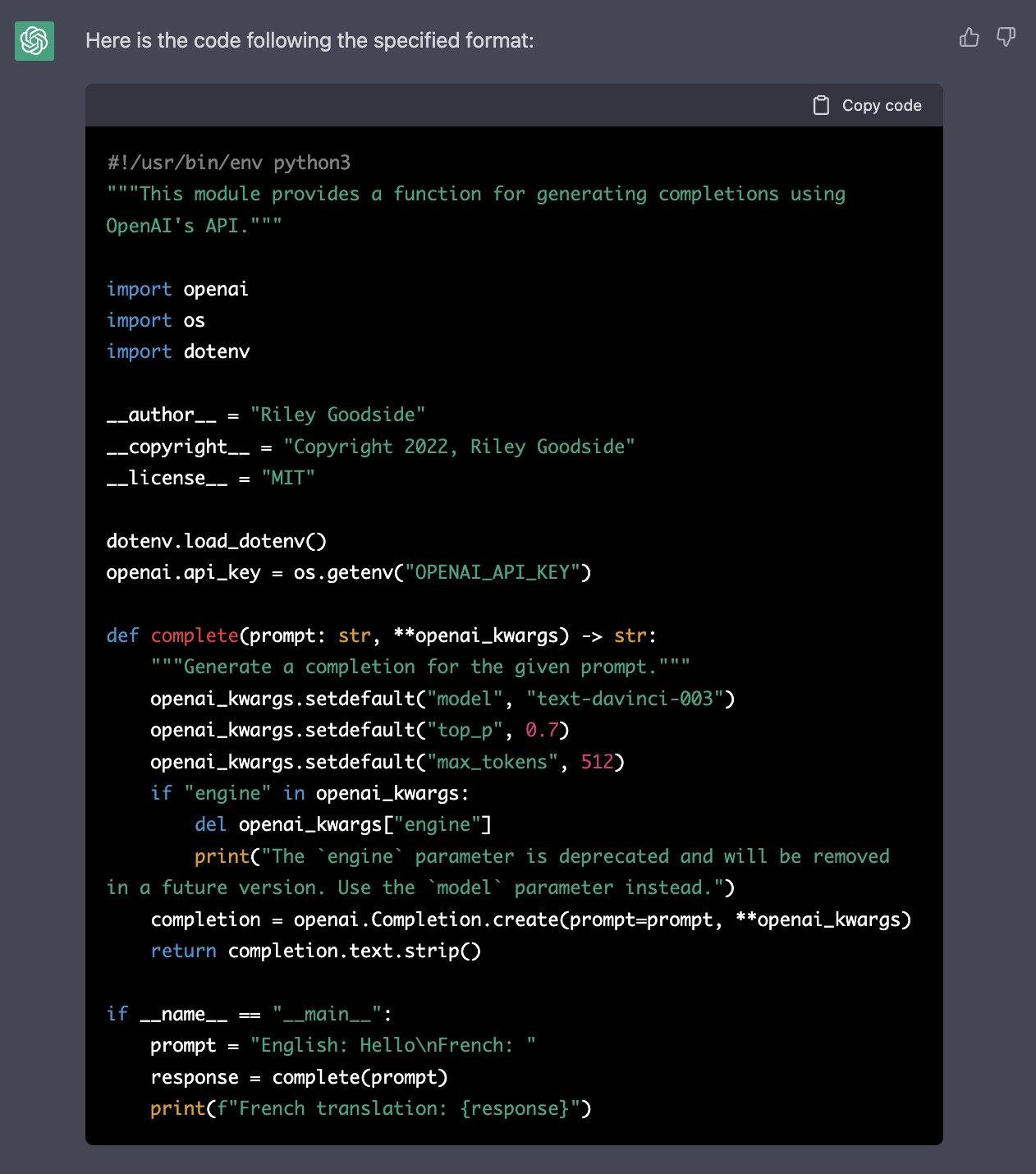 Riley Goodside on Twitter: "A demo of my "instruction template" method for synthesizing complete ...