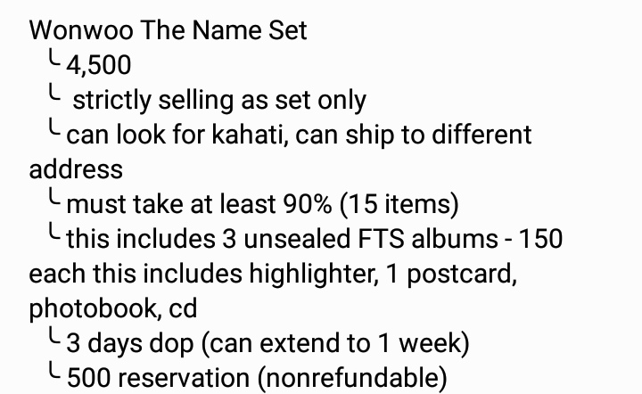 ja ☁️ on Twitter: "RT @wonuattacca1996: wts lfb ph wonwoo the name set ╰ 4,500 strictly as set ...