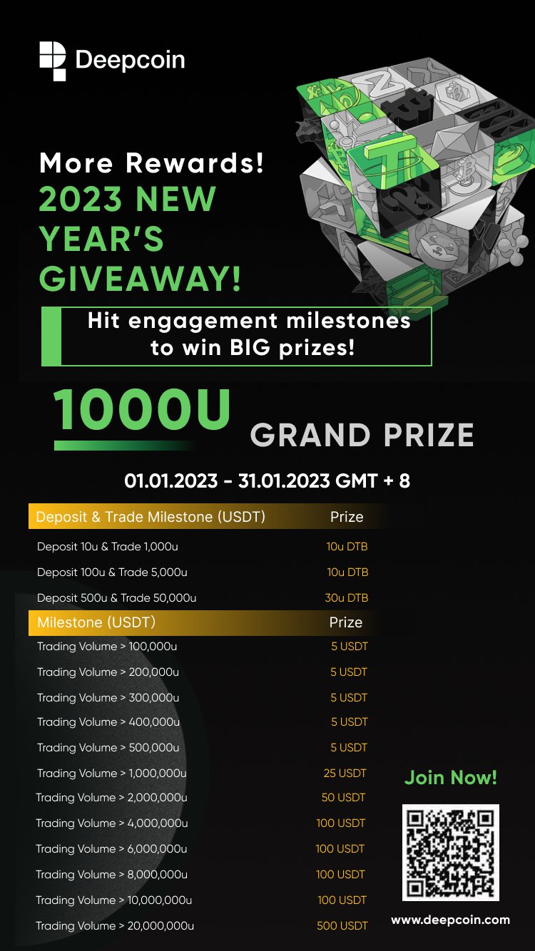 Deepcoin Exchange on Twitter: "💰$1000 Grand Prize ⏰01.01.2023-31.01.2023 🎉Hit engagement ...