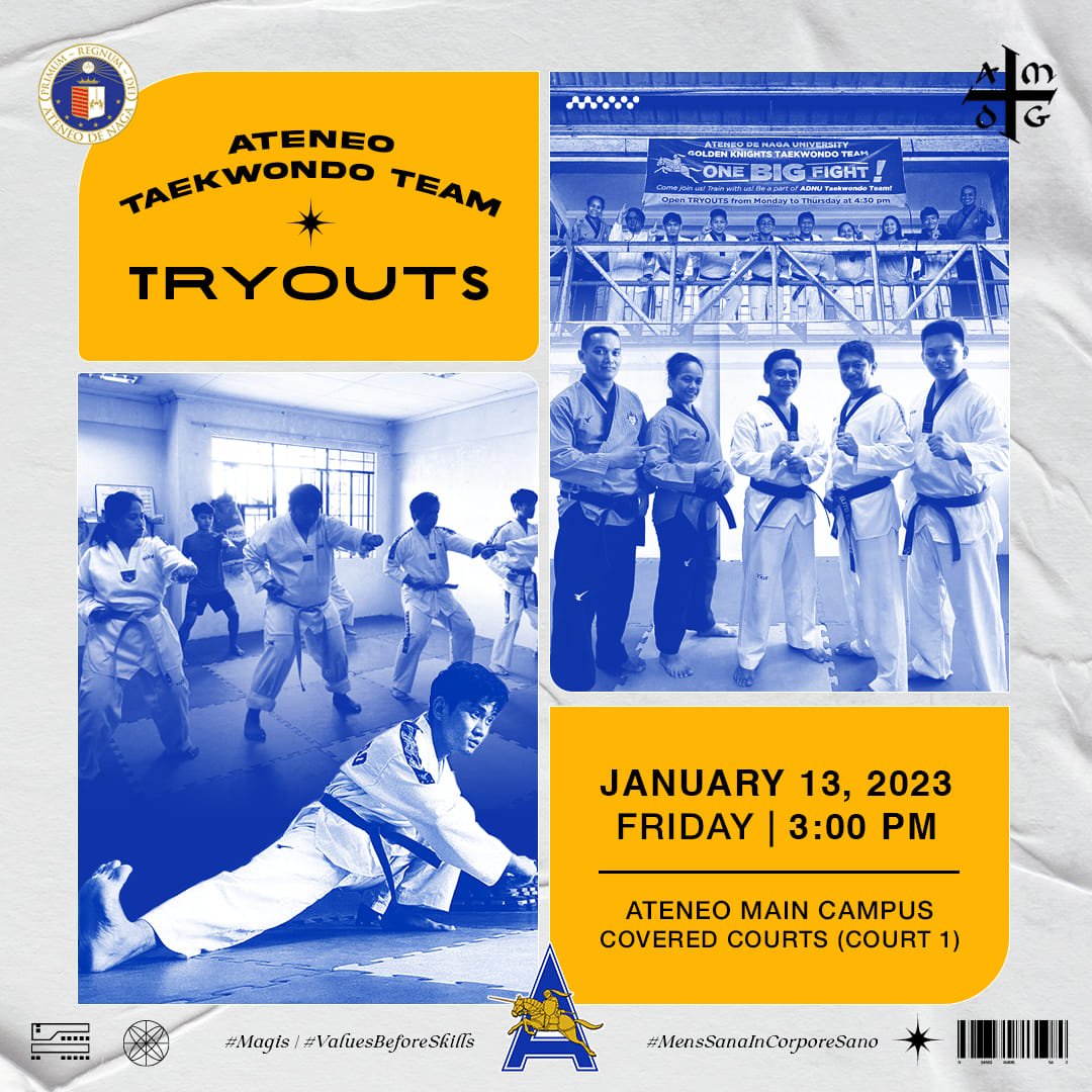 Ateneo de Naga University on Twitter: "Join us and be part of the ADNU Taekwondo Team! 🥋 First ...