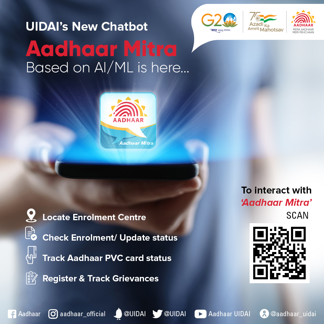 Aadhaar on Twitter: "#ResidentFirst #UIDAI’s New AI/ML based chat support is now available for ...
