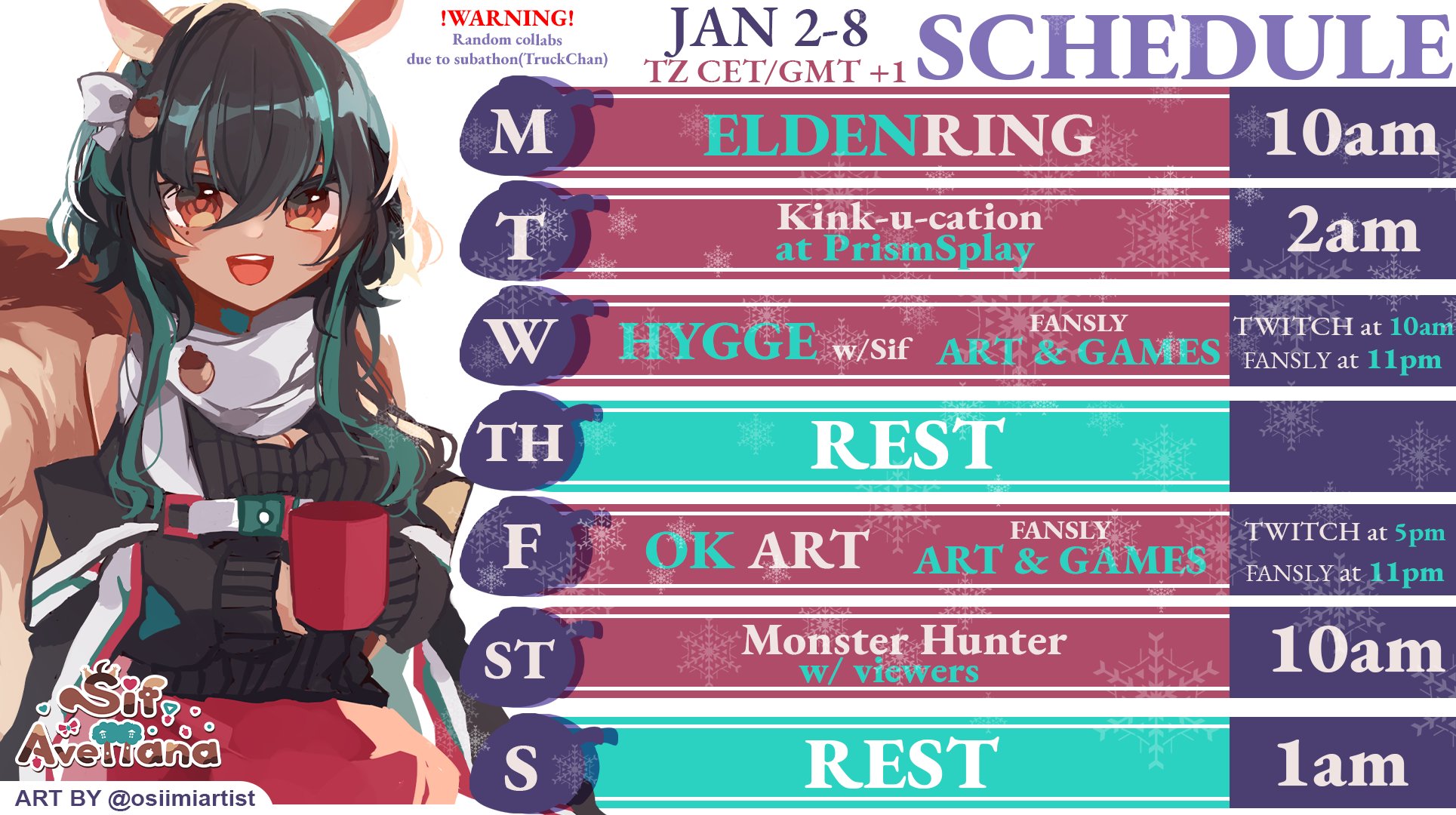 Sif Avellana 🔞🐿️ squirrel vtuber on Twitter: "WINTER SIGTINGS ️GMT+1 ️ 🌰M- ELDEN RING 🌰T- Kinks ...