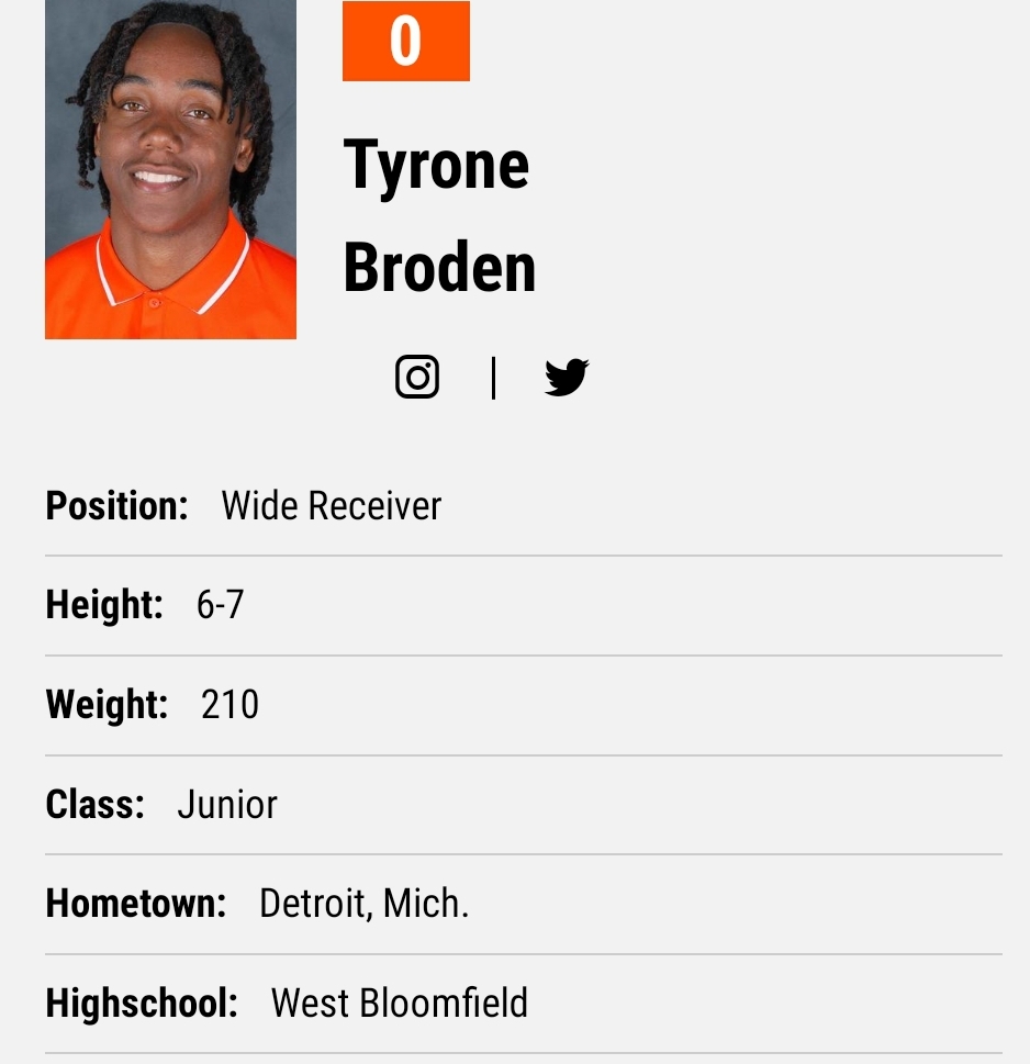 FarrellPortal on Twitter: "Bowling Green WR Tyrone Broden entered the transfer portal; during ...