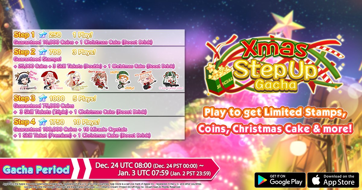 BanG Dream! GBP on Twitter: "LESS THAN 24H TO GO! The Special Xmas Step Up Gacha ends soon! Make ...