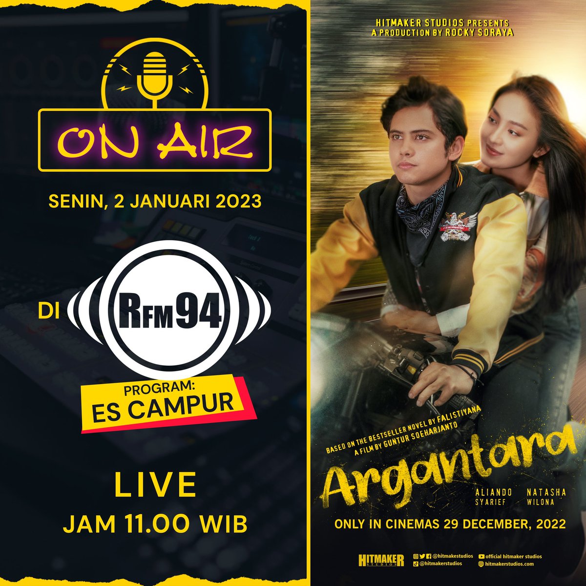 Hitmaker Studios on Twitter: "Di jam 11 nanti cast Argantara akan live di radio @rfm94mojokerto ...