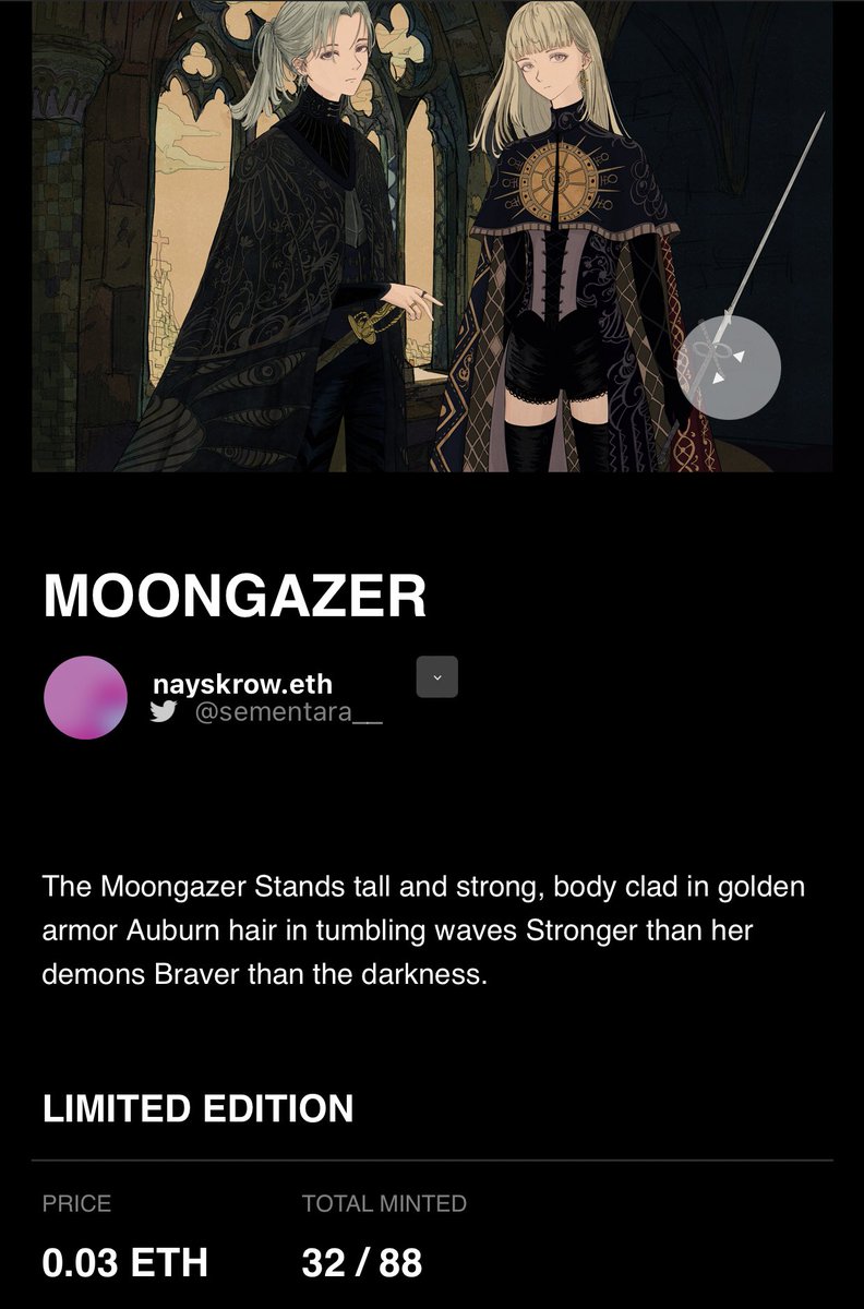 hei 🌸 on Twitter: "RT @sementara__: “Moongazer” update. 🌘 32 edition has been minted so far ...