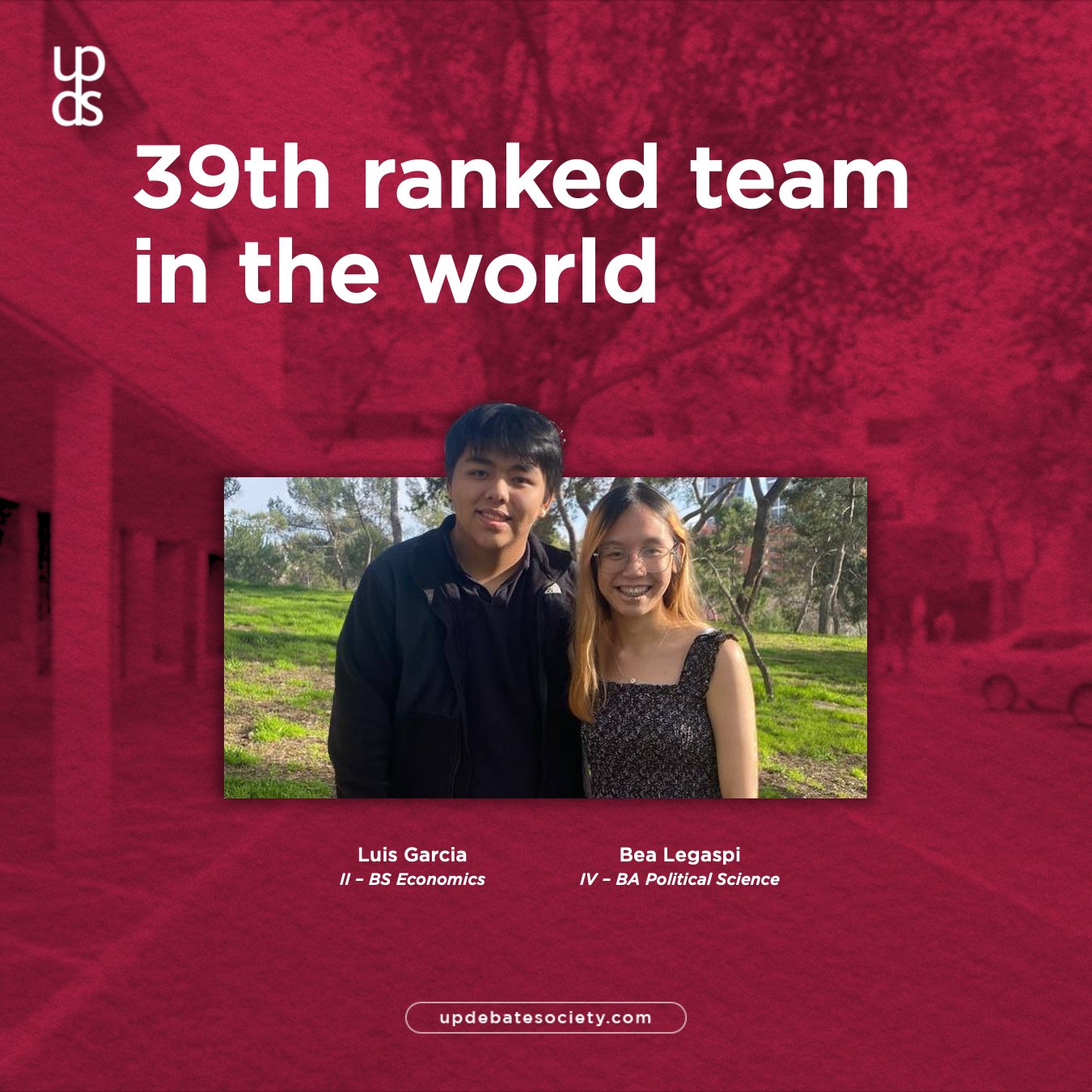 UP Debate Society on Twitter: "In a display of strength, the team of Luis Garcia and Bea Legaspi ...