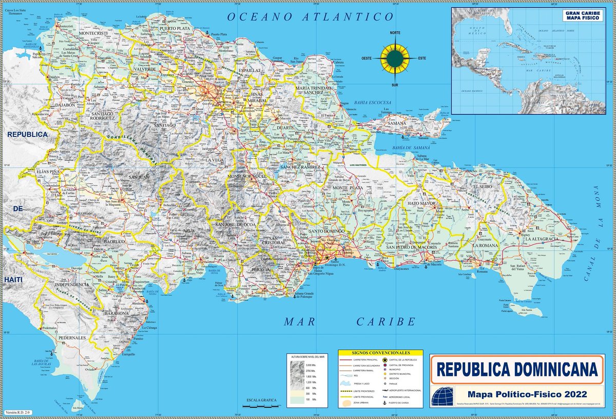 Mapa Politico De La Republica Dominicana Sobre La República