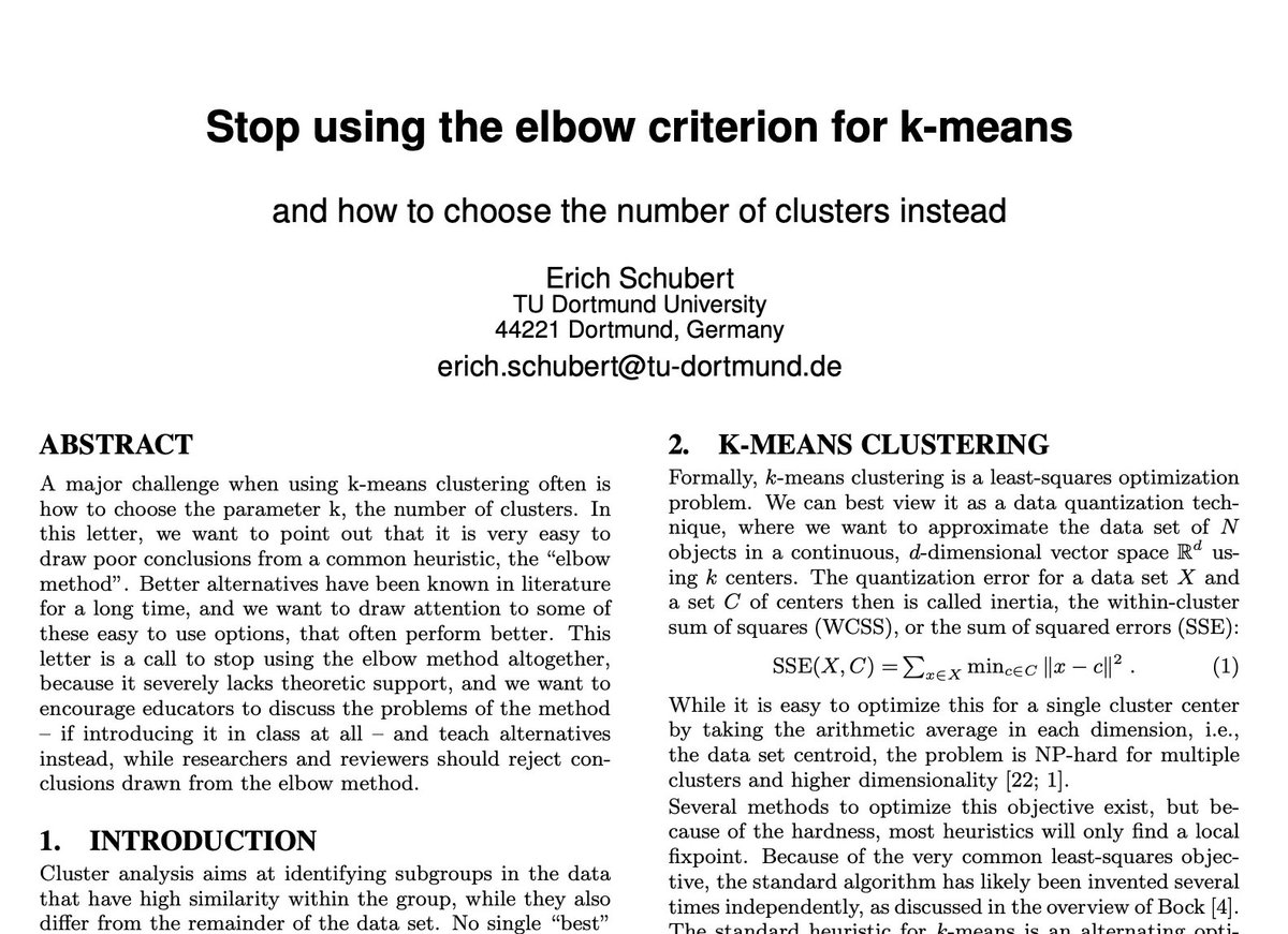 A great read. Stop using the elbow criterion for k-means and how to ...