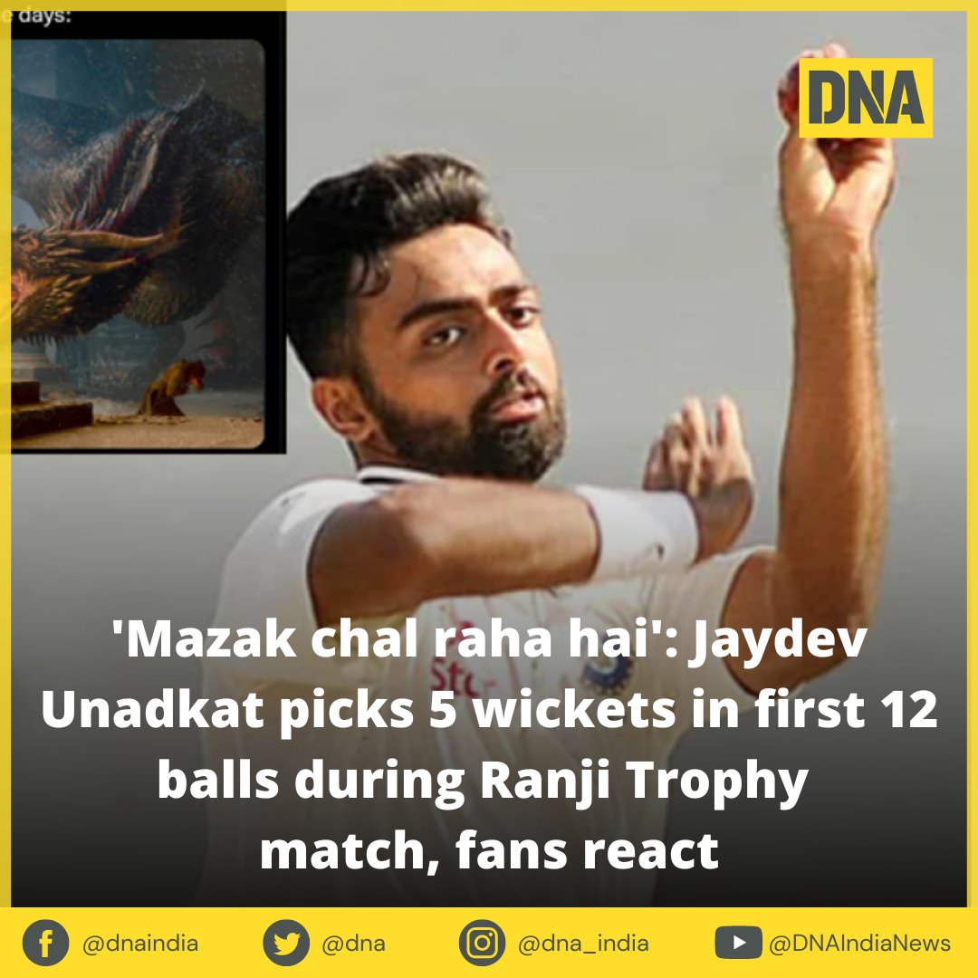 DNA on Twitter: "'Mazak chal raha hai': Jaydev Unadkat picks 5 wickets in first 12 balls during ...
