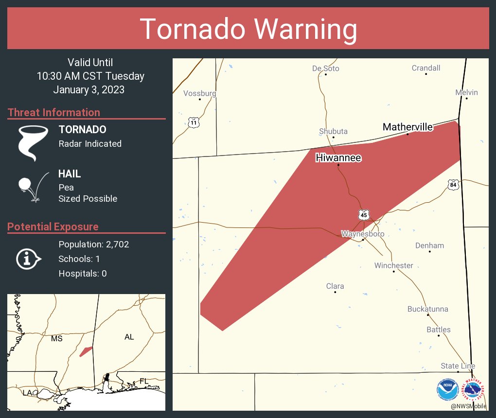 NWS Tornado on Twitter: "Tornado Warning including Hiwannee MS and Matherville MS until 10:30 AM ...