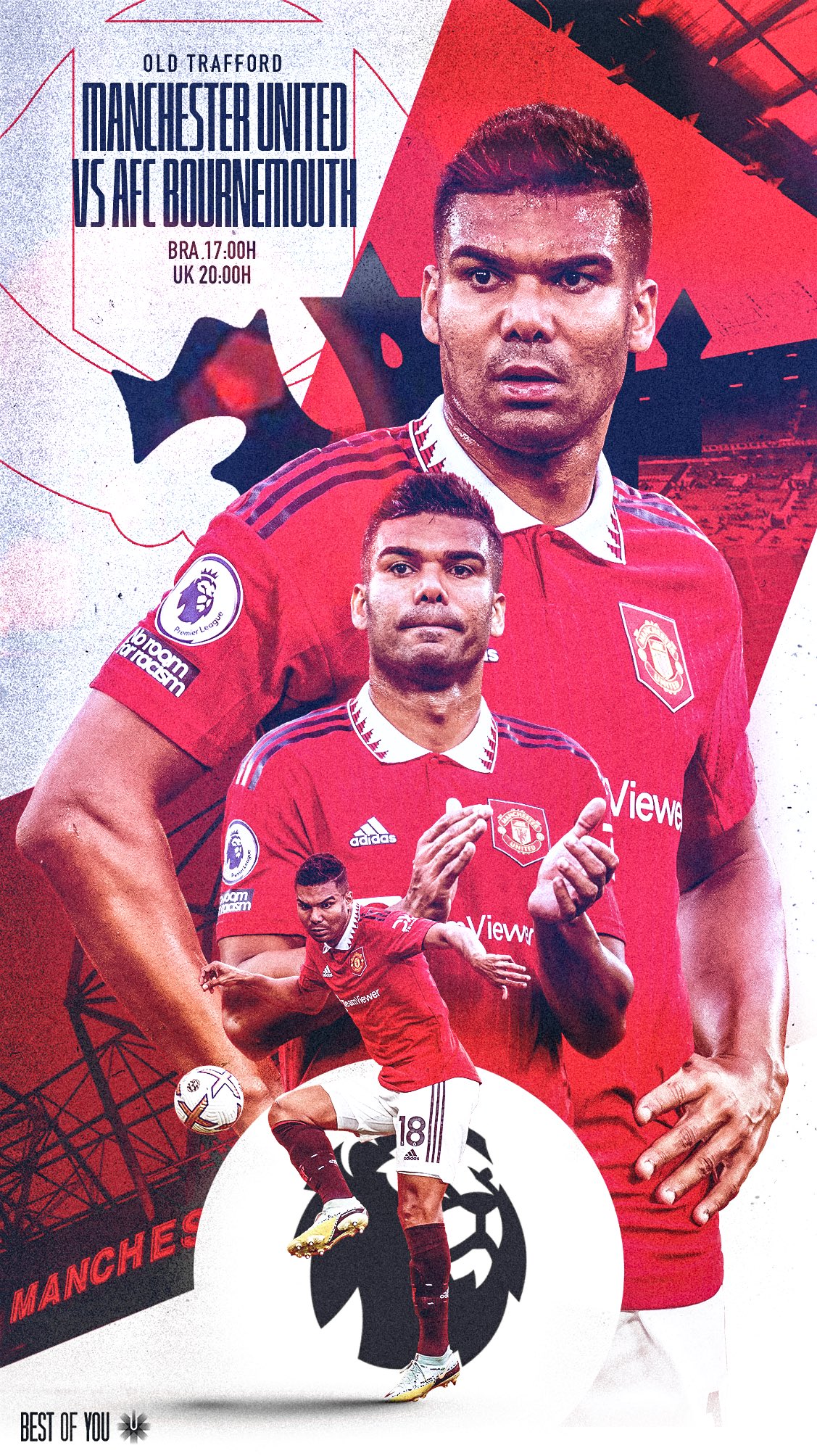 Casemiro on Twitter: "⚽️ IT'S MATCHDAY! ⚔️ Come on, United! 🔴 @ManUtd 🆚 @afcbournemouth 🏟️ Old ...