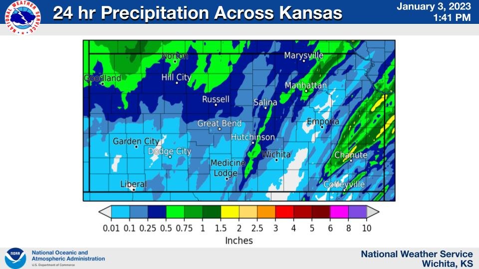 Here is a look at the 24 hour precipitation across Kansas, as of 6 am ...