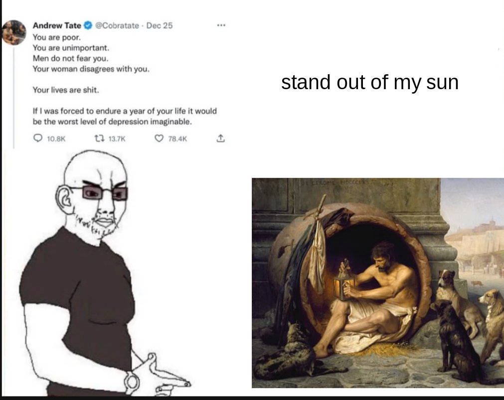 Total Philosophy Memes on Twitter: "Diogenes chad be like"