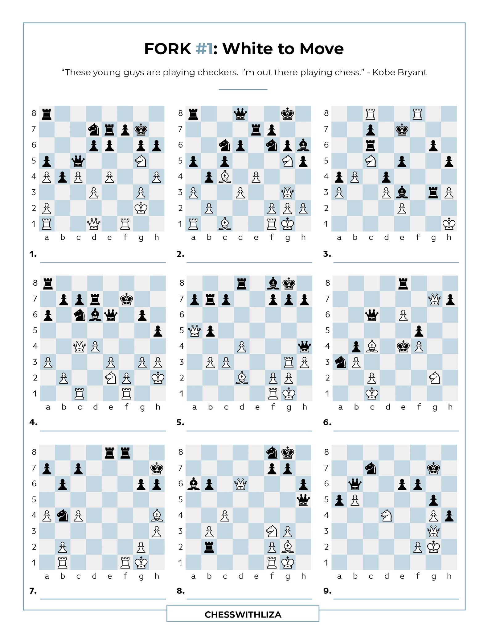 Liza Orlova | Chess Instructor & Graphic Designer on Twitter: "#CHESS WORKSHEET - FORK #1 Share ...