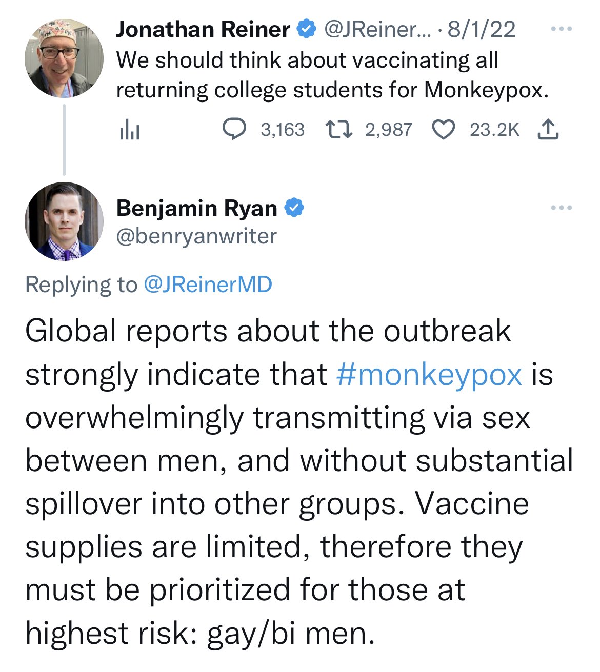 Benjamin Ryan on Twitter: "Remember when everyone thought that monkeypox posed a dire threat to ...