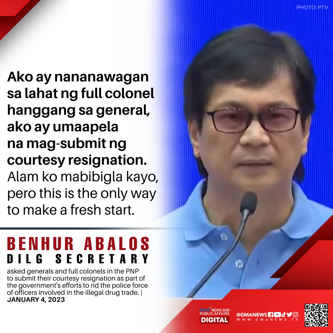GMA News on Twitter: "Interior Secretary Benhur Abalos on Wednesday asked generals and full ...