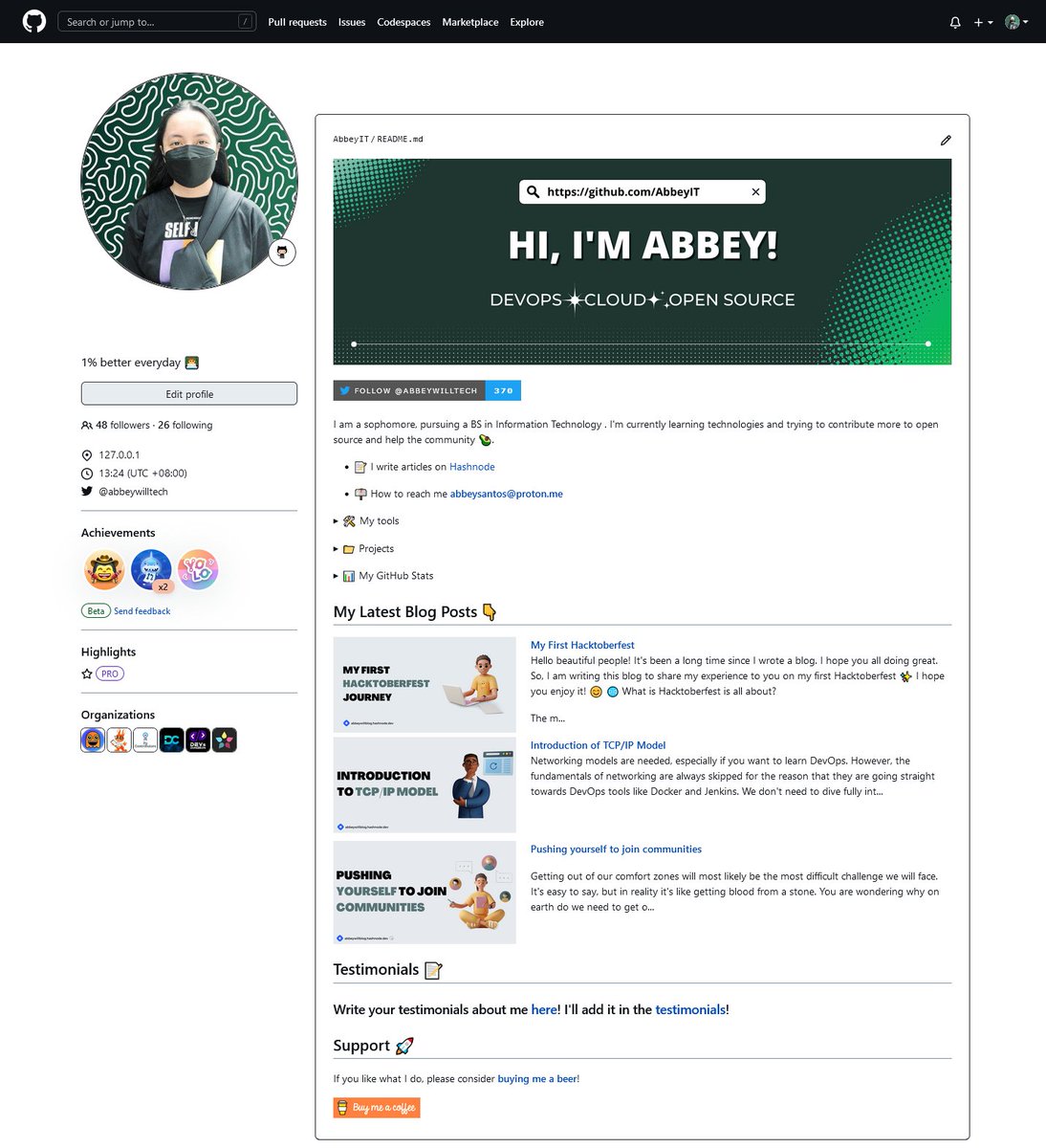 Abbey 🌠 on Twitter: "Rate my new GitHub profile👀 I'm also open to suggestions; just leave a ...