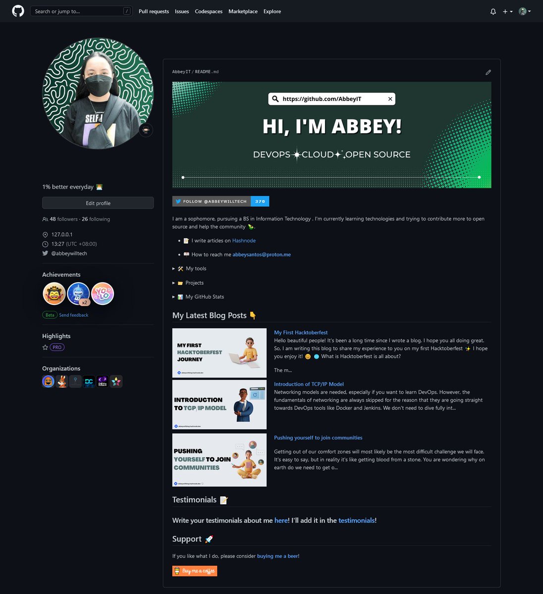 Abbey 🌠 on Twitter: "Rate my new GitHub profile👀 I'm also open to suggestions; just leave a ...