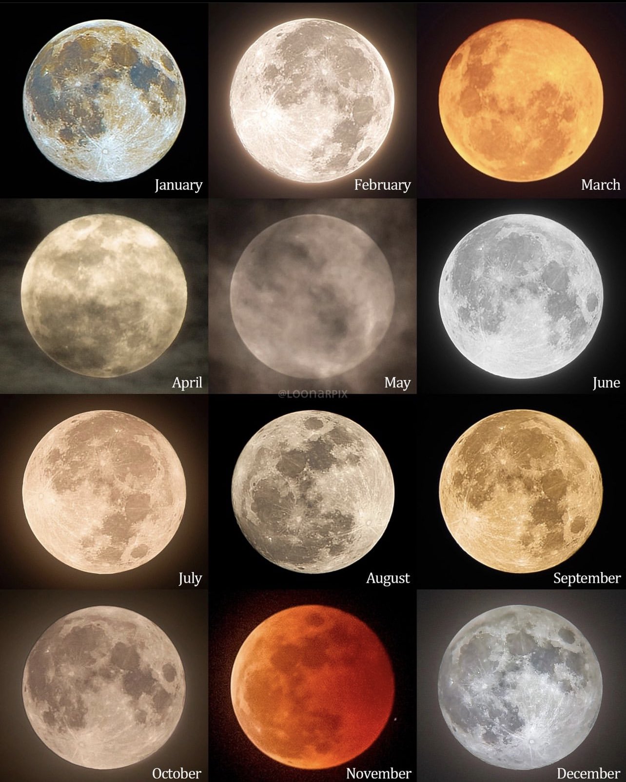 Different Colors Of Moons