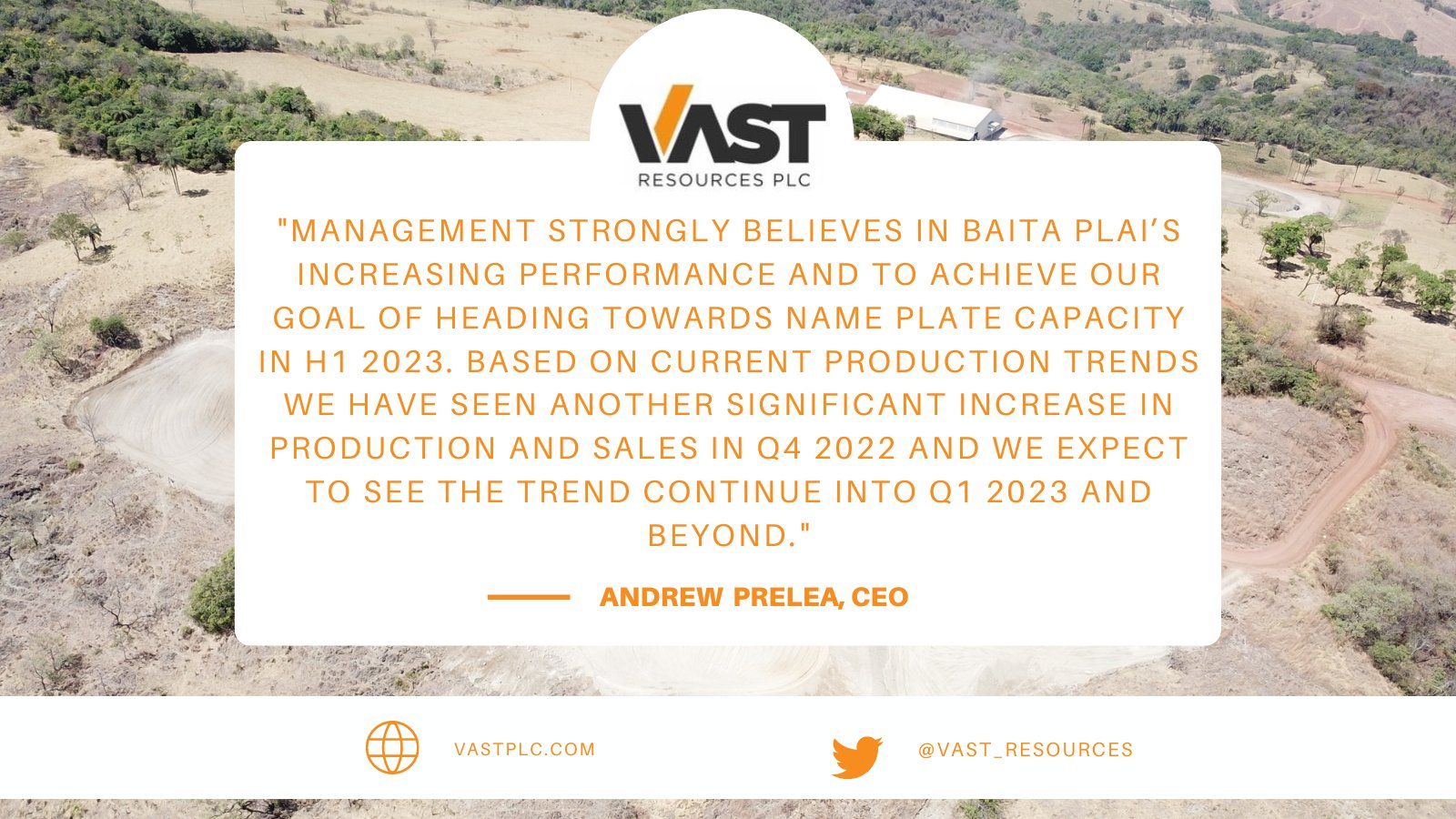 Vast Resources on Twitter: "#VAST is pleased to announce that in Q4 2022 it achieved: 47% ...