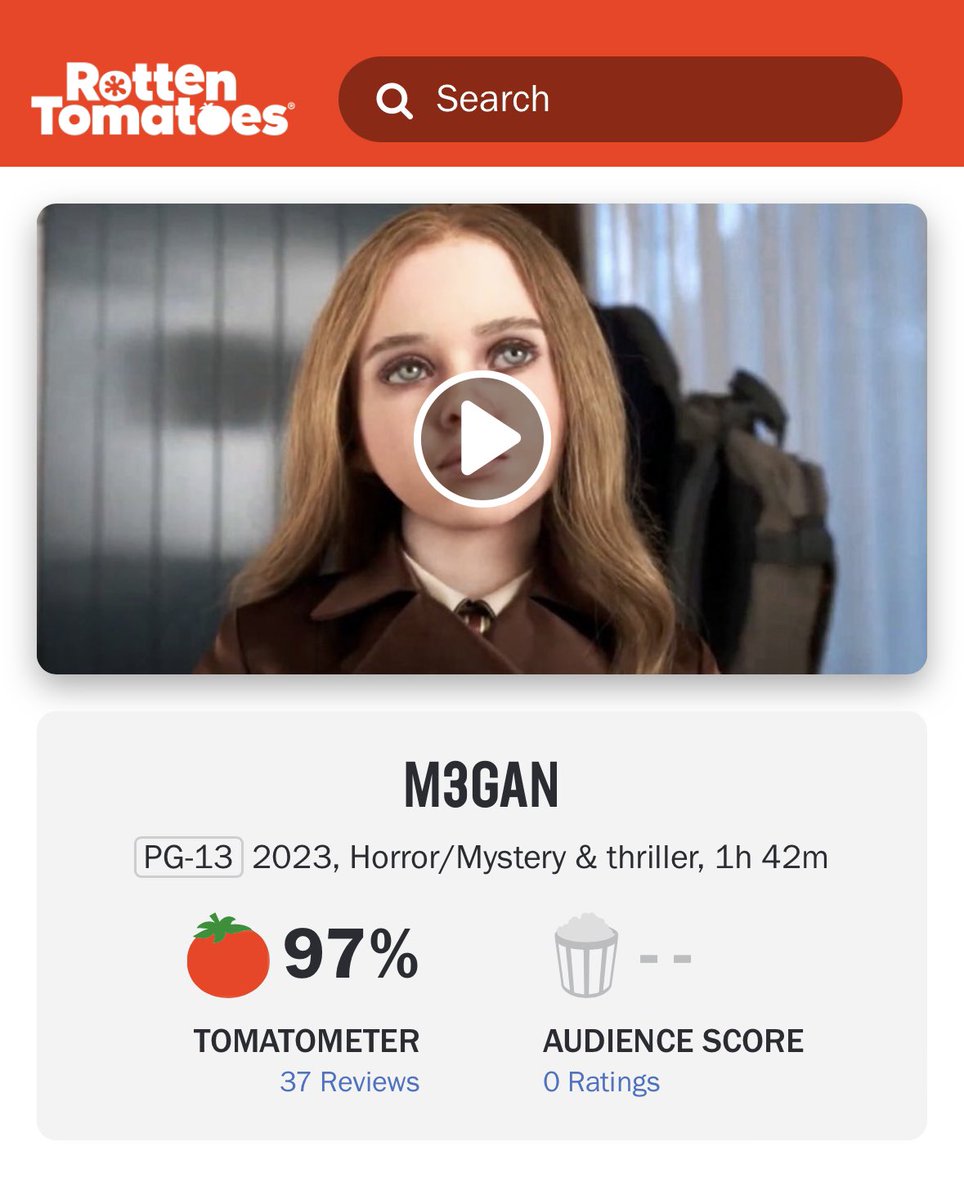 DiscussingFilm on Twitter: "RT @DiscussingFilm: #M3GAN has went up to 97% on Rotten Tomatoes ...