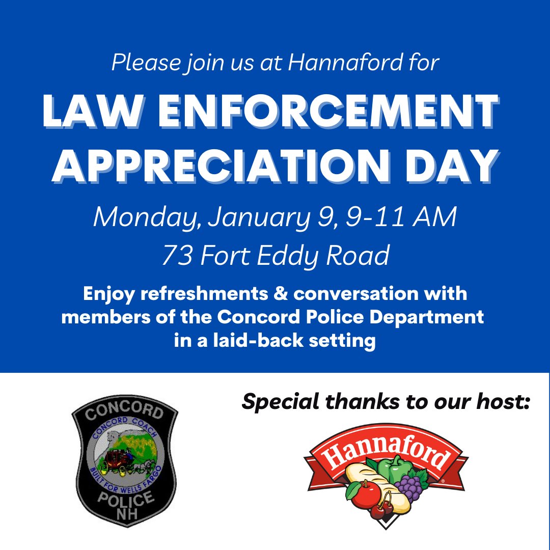 Concord NH Police Department on Twitter: "Join the Concord Police Department at Hannaford on ...