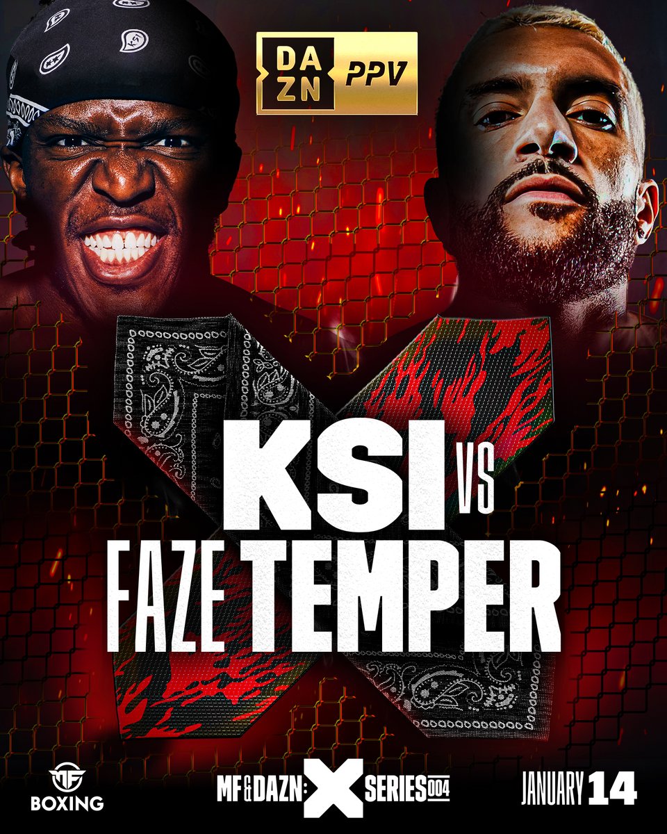 MF & DAZN X Series on Twitter: "🗣️ 𝐍𝐞𝐰 𝐌𝐚𝐢𝐧 𝐄𝐯𝐞𝐧𝐭 @ksi vs. @Temperrr will now headline the MF ...