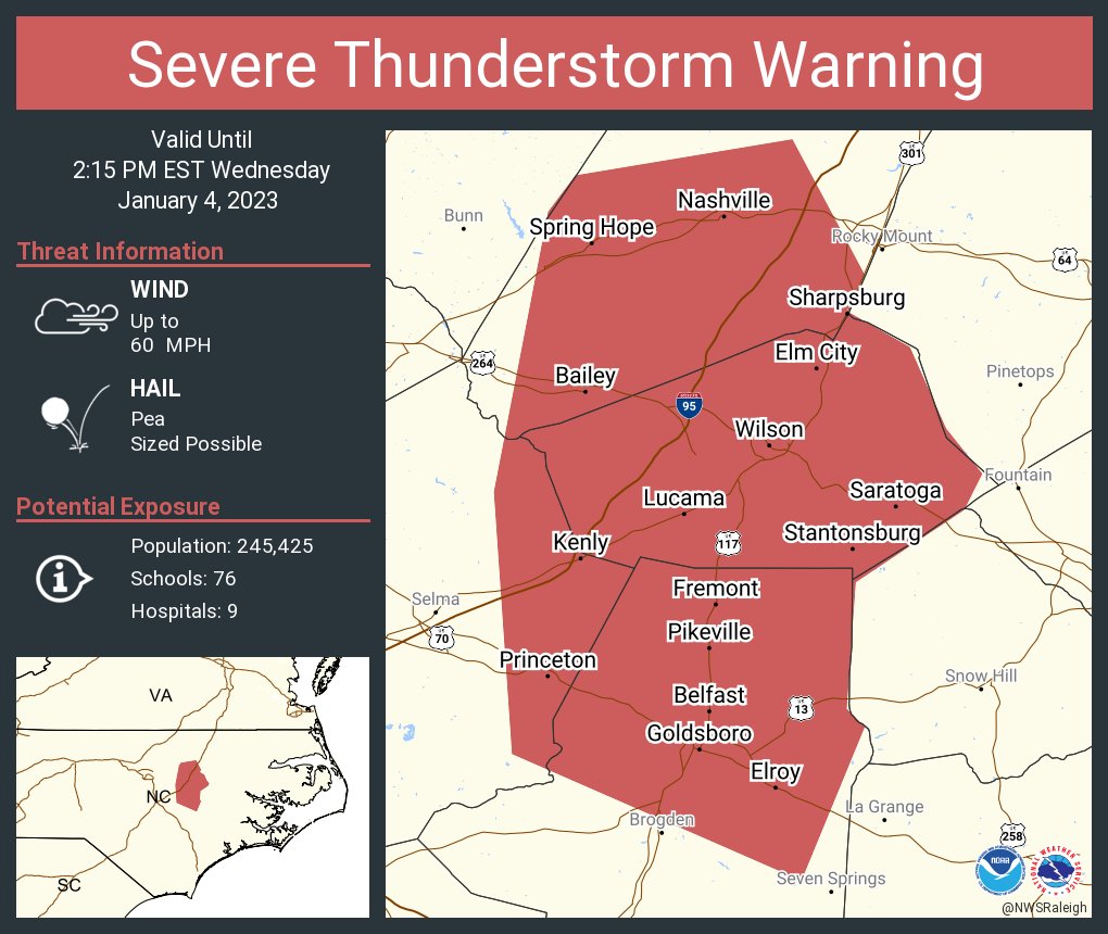 NWS Raleigh on Twitter: "Severe Thunderstorm Warning continues for Wilson NC, Goldsboro NC and ...