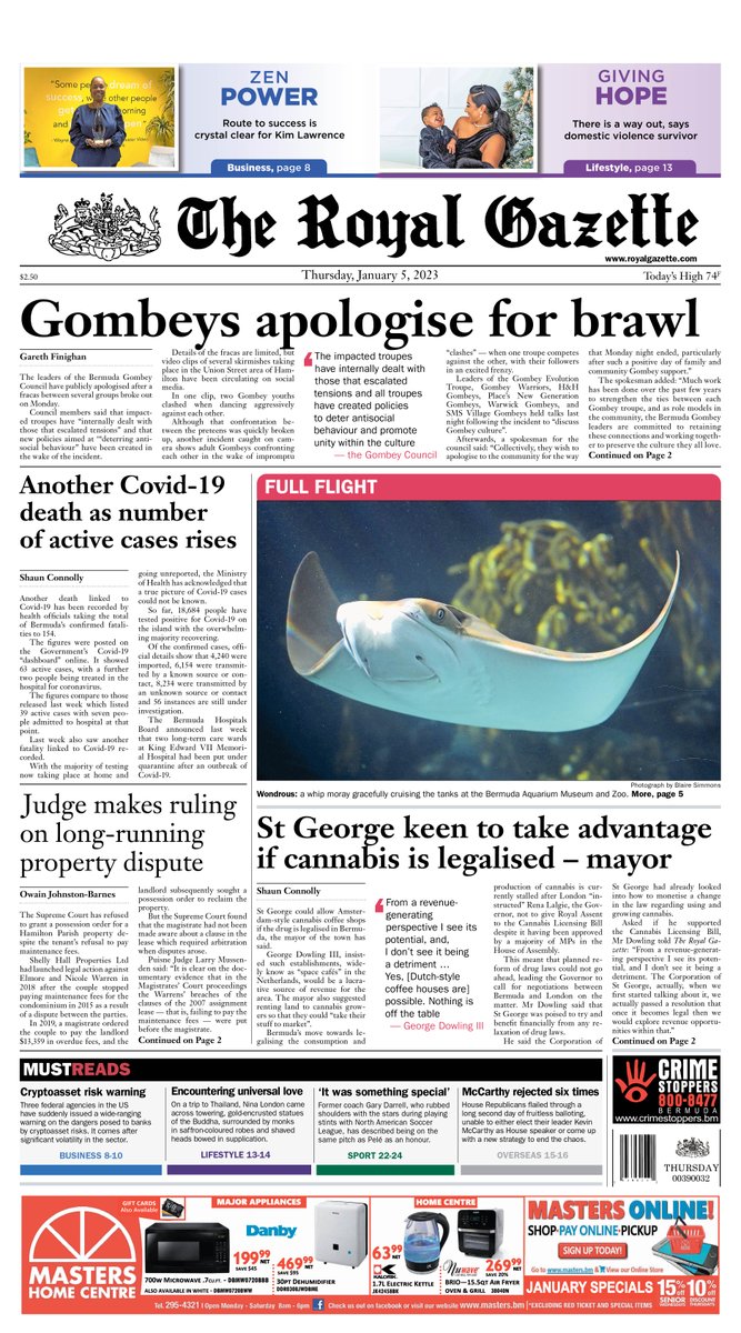The Royal Gazette On Twitter Here Is The Front Page Of Todays Royal