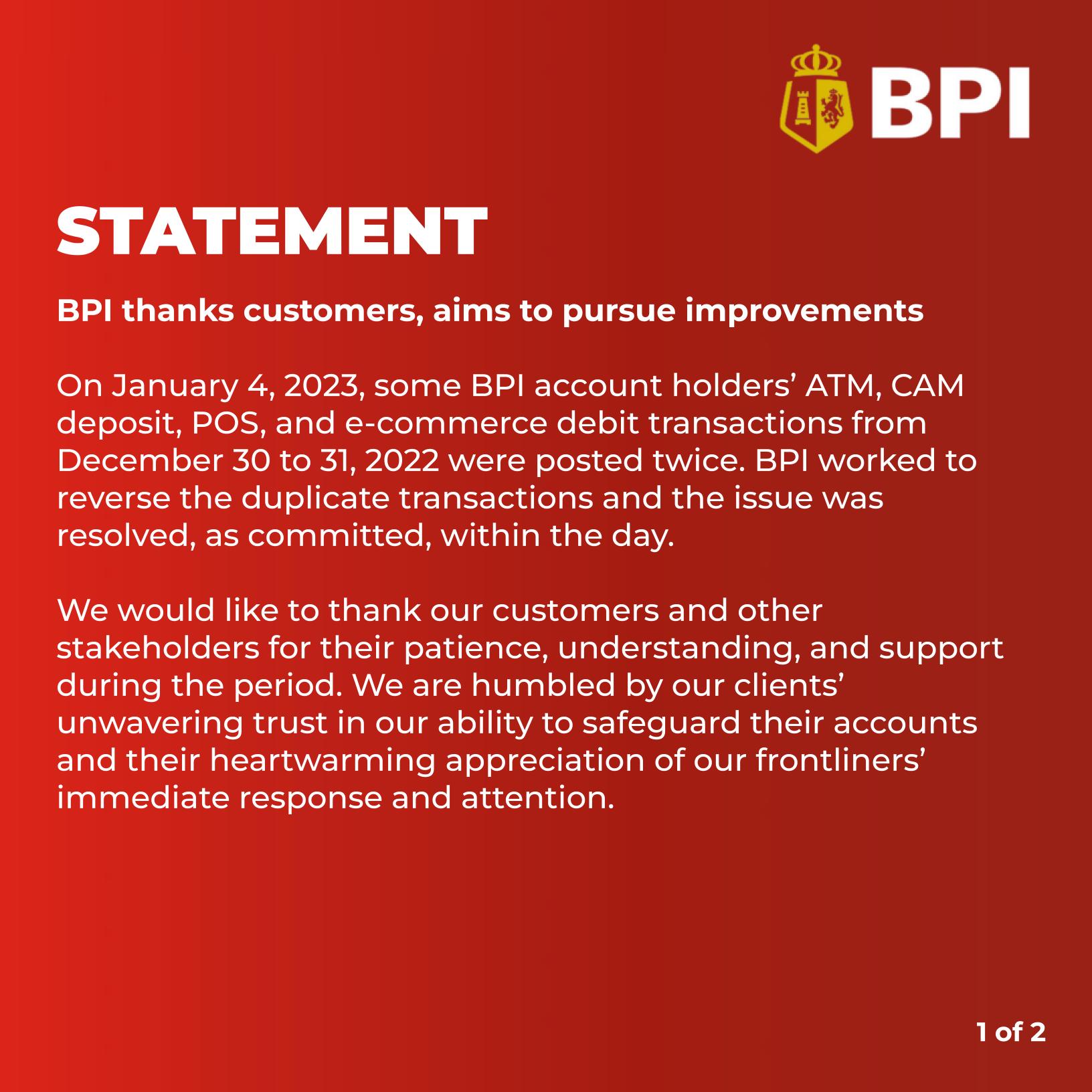 BPI on Twitter: "Statement: BPI thanks customers, aims to pursue improvements https://t.co ...