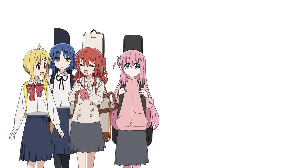 後藤ひとり 伊地知虹夏 「ぼっちざろっくオープニング制作24日目いま仲良く4人で歩くシーン塗ってますぼ」クサナ【ぼっちざろっく2次創作アニメ制作中】のイラスト
