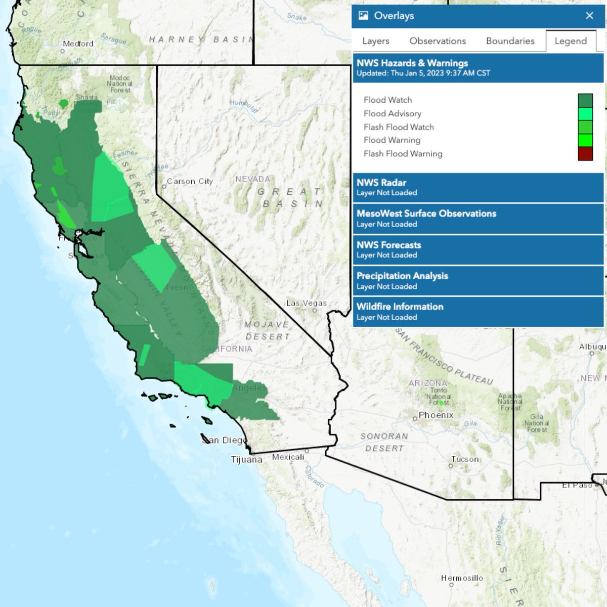 The atmospheric river event in California continues today with flash ...