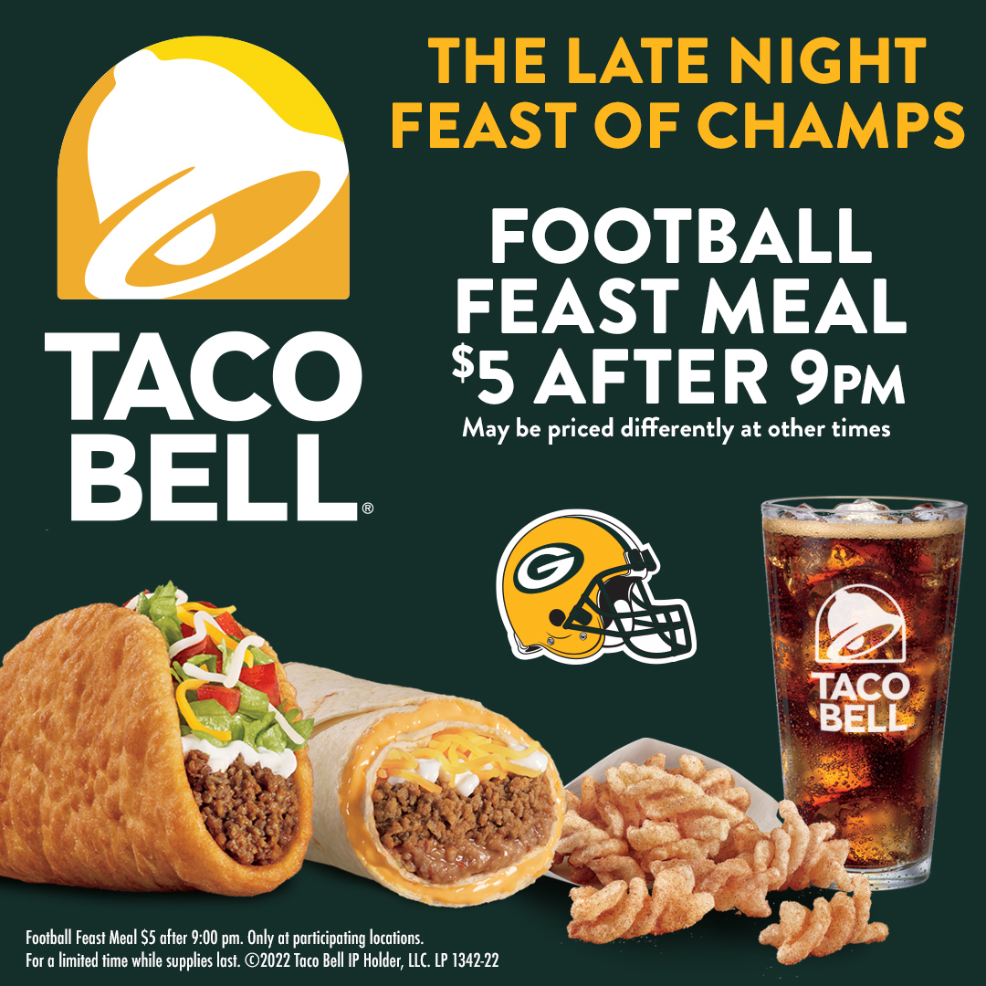 Taco bout a deal 🌮 Stop by Taco Bell after 9 p.m. to try the Football ...
