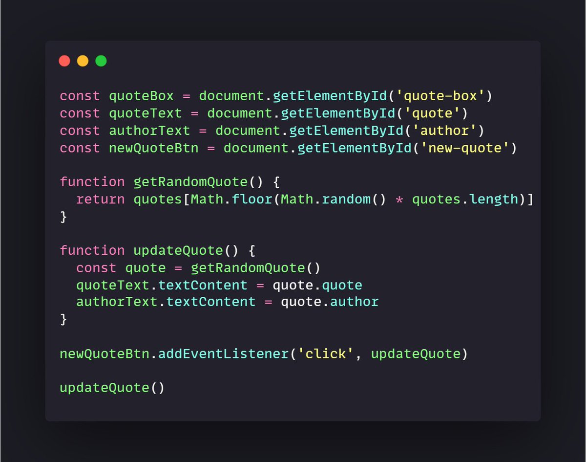 Here is a JavaScript project ("Generate Random Quotes") for beginners ...