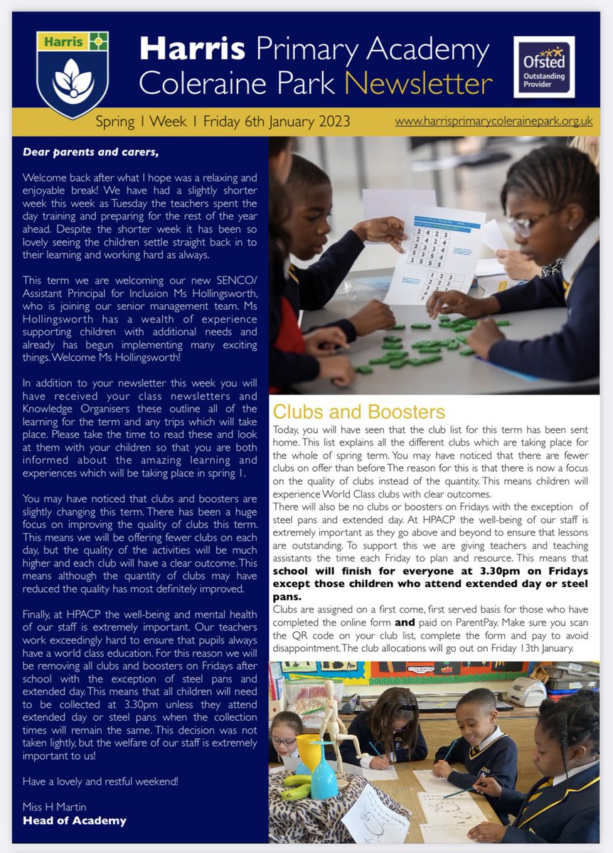 Welcome to Harris Primary Academy Coleraine Park