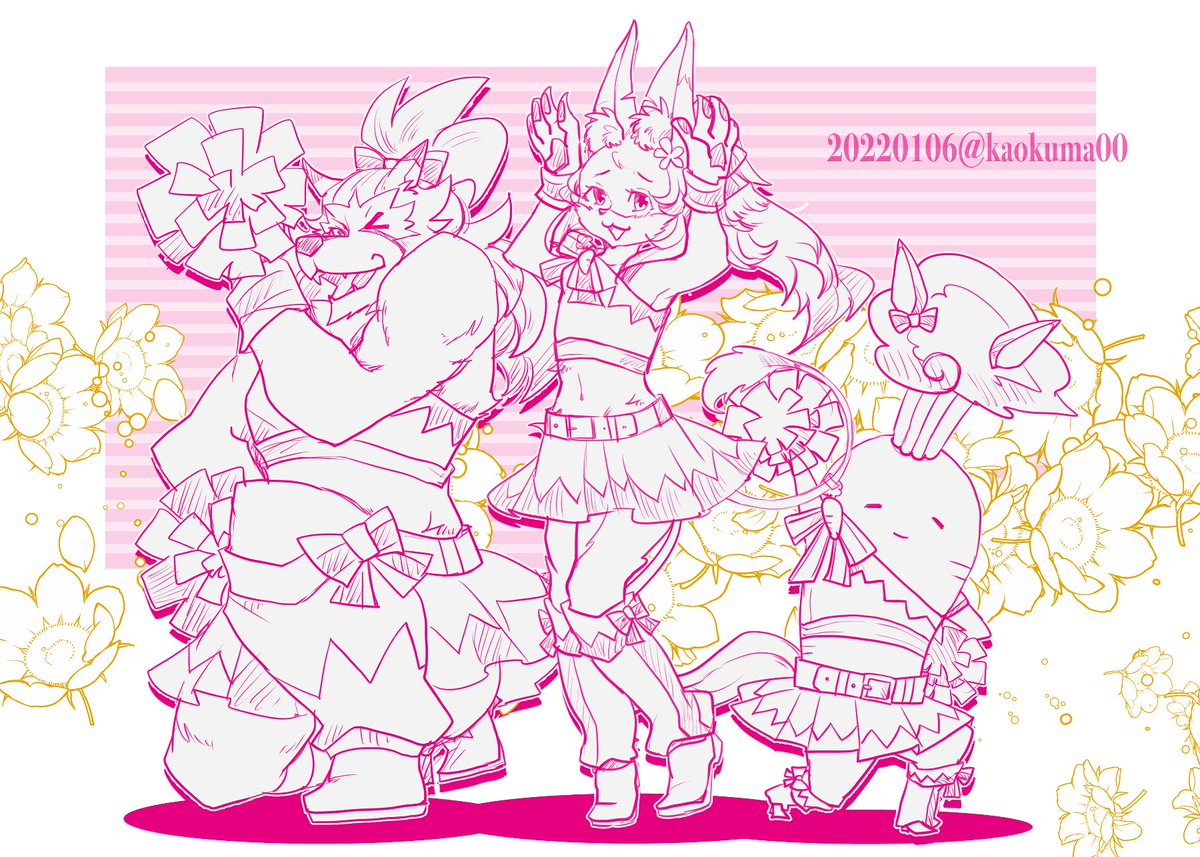 かおくま13 on Twitter: "@PixivF_TL 取り急ぎチア衣装決定案とカラーリング🌟 これでなくても自由に描いていってね！適当でいいのよ！ あとリレイアちゃんめっちゃ可愛い ...