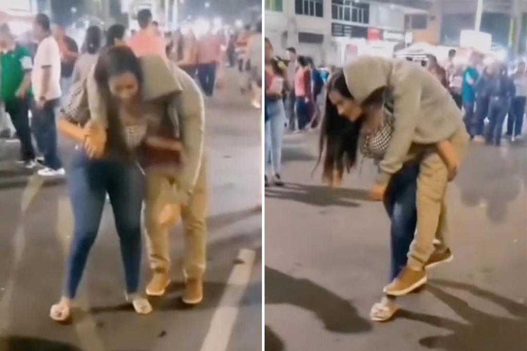 New York Post on Twitter: "Hero woman carries drunk, stumbling boyfriend home on her back in ...