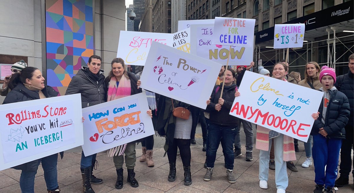 A group of avid Celine Dion fans gathered outside of Rolling Stone’s ...