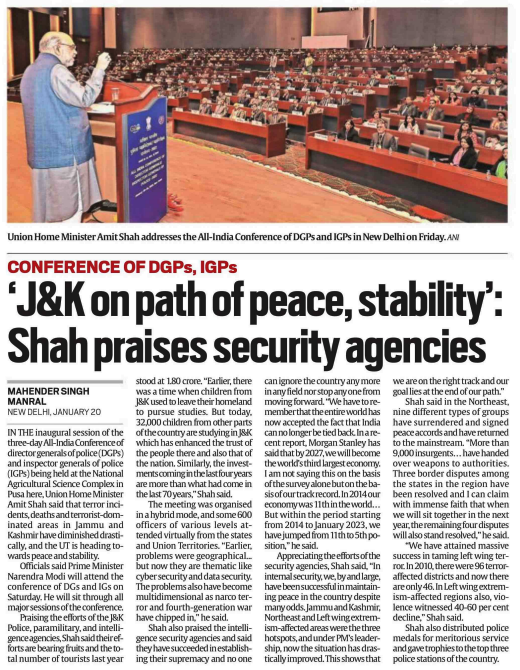 Office of Amit Shah on Twitter: "J&K on path of peace, stability: HM ...