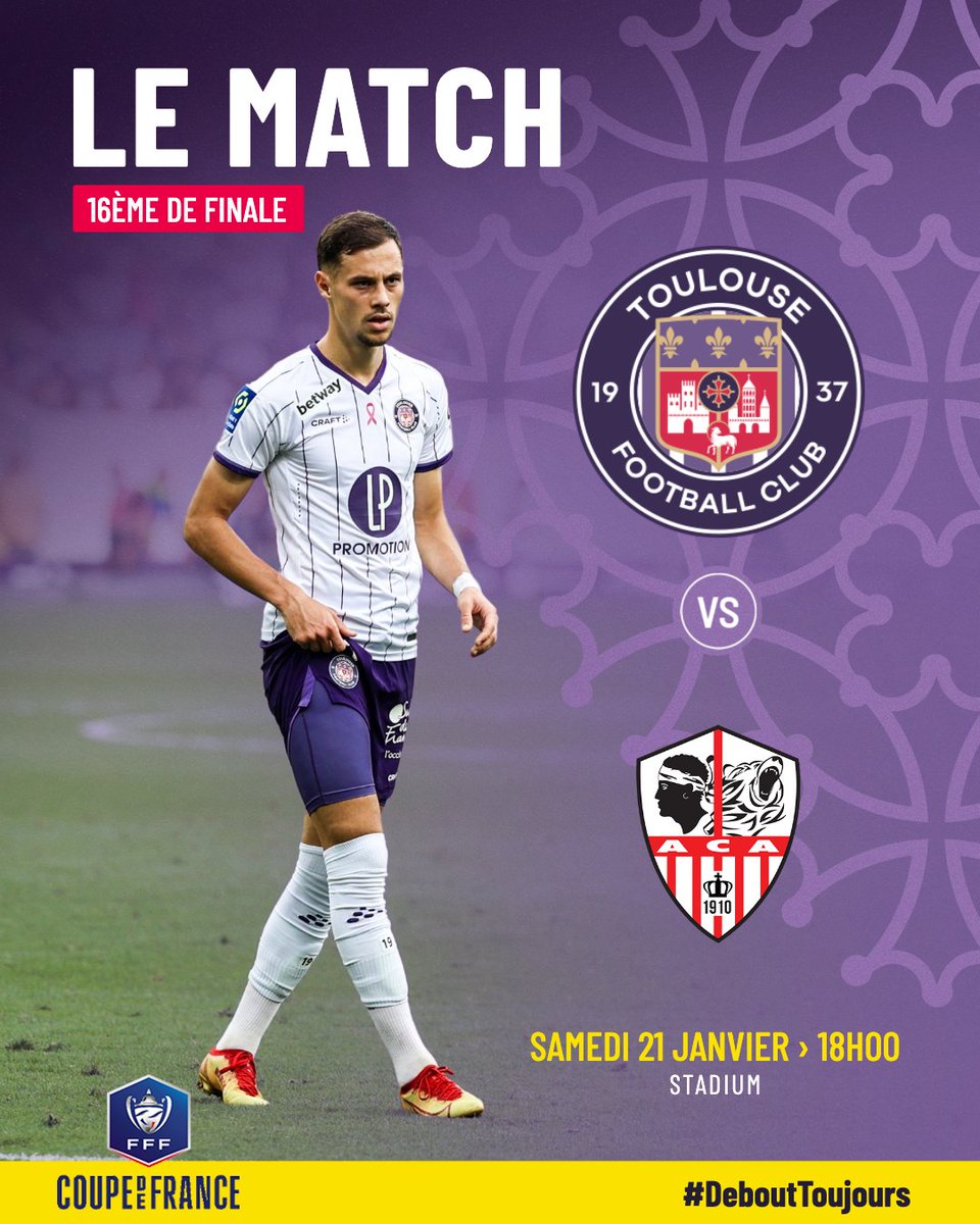 Toulouse FC on Twitter: "𝙅𝙤𝙪𝙧 𝙙𝙚 𝙢𝙖𝙩𝙘𝙝 Allons chercher tous ensemble un ticket pour les 8èmes de ...