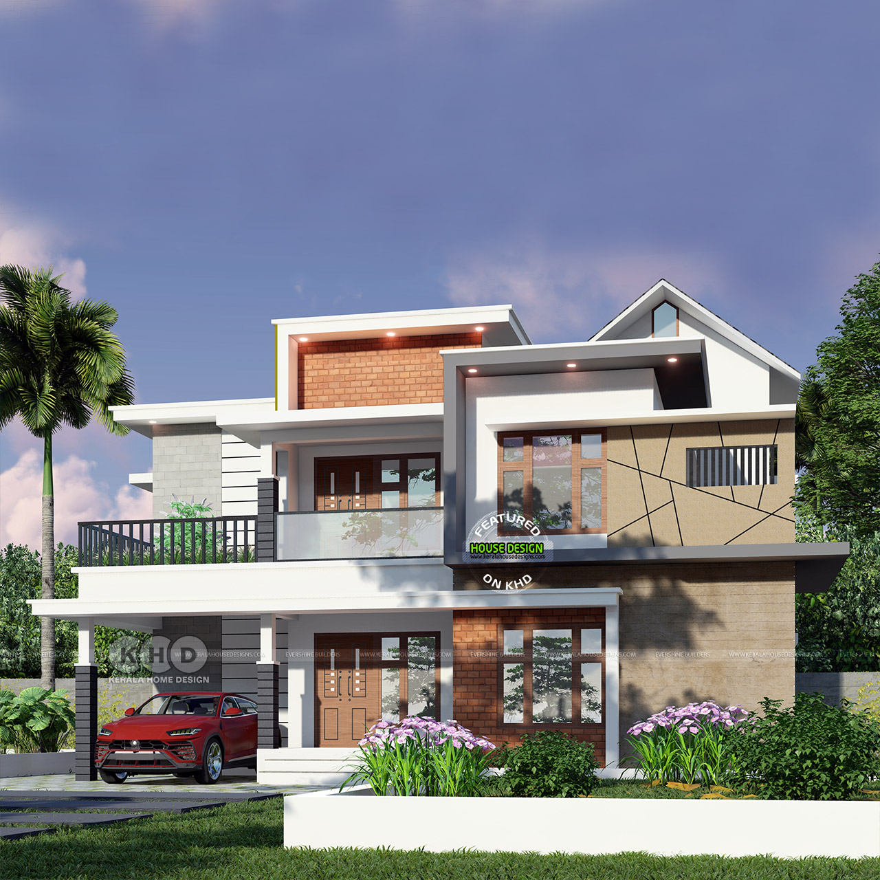 Kerala Home Design Brick 3 Bedroom Plan And Elevation | House Plans In